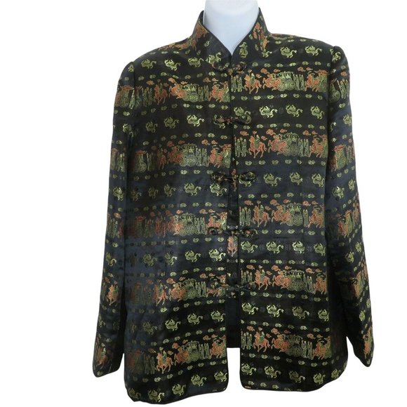 PBL | Jackets & Coats | Vintage Pbl Women Silk Jacket Blouse Xl Black ...